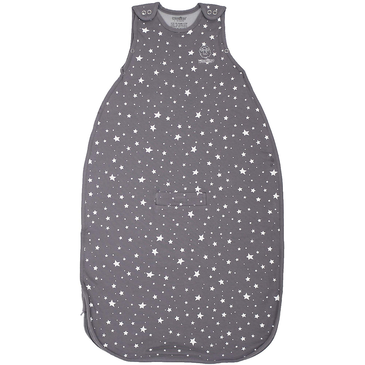 Woolino Merino Wool Ultimate Baby Sleep Sack - 4 Season - Two-Way Zipper Adjustable Baby Sleeping Bag - Universal Size Sleep Sack for Baby (2-24 Months) - Star Gray
