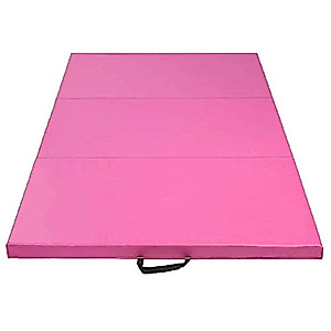 Pro-Gymnastics Expandable Kip Bar Adjustable Height for Gymnastics 3 to 5 FT Gymnastics Bar, with 6 FT x 4 FT Tumble Mat, Horizontal Junior Training Bar Cushioned Bar & Curved Legs (Pink)