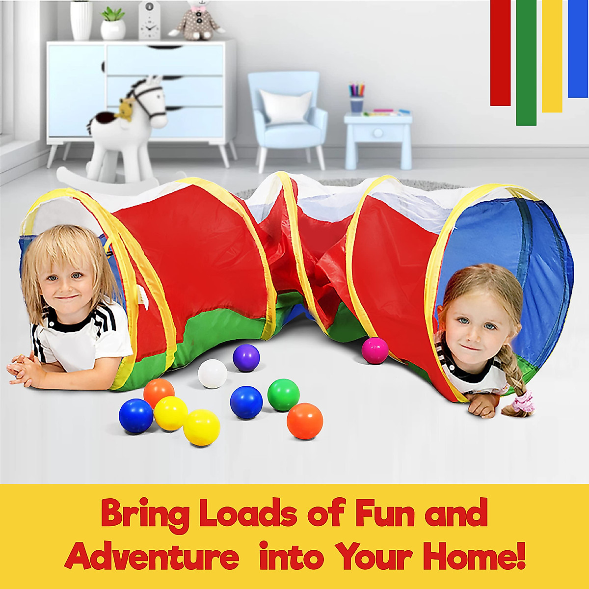 Hide N Side 6ft Crawl Through Play Tunnel Toy, Pop up Tunnel for Kids Toddlers Dogs Babies Infants & Children Gift Indoor & Outdoor Action Toy Tunnel