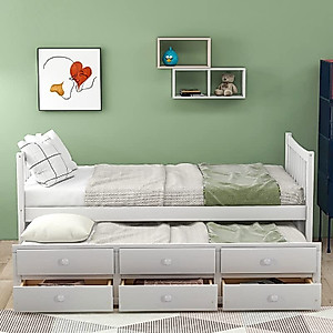 ZHYH Bed Frame Captain's Bed Twin Daybed Bed Frame with Storage Drawers Trundle Bed for Bedroom Home Furniture