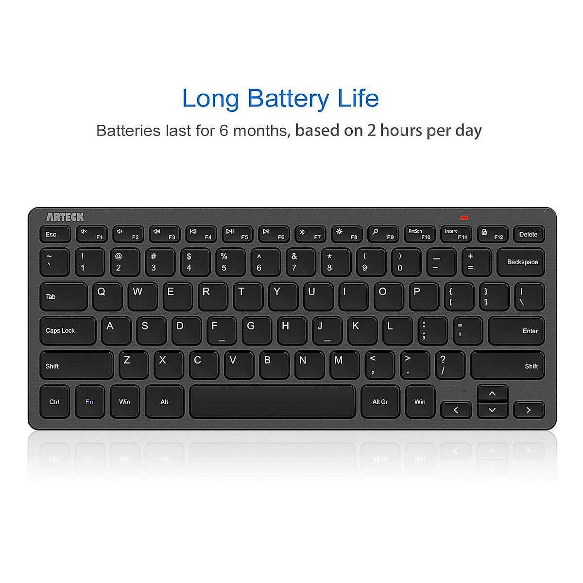 Arteck 2.4G Wireless Keyboard Ultra Slim and Compact Keyboard with Media Hotkeys for Computer Desktop PC Laptop Surface Smart TV and Windows 11/10/8/7, Black