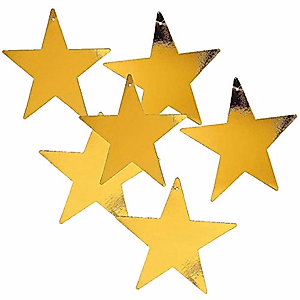 Fun Express Gold Star 12" Cutout - 1 Dozen Gold Foil Cardboard Star Cutouts