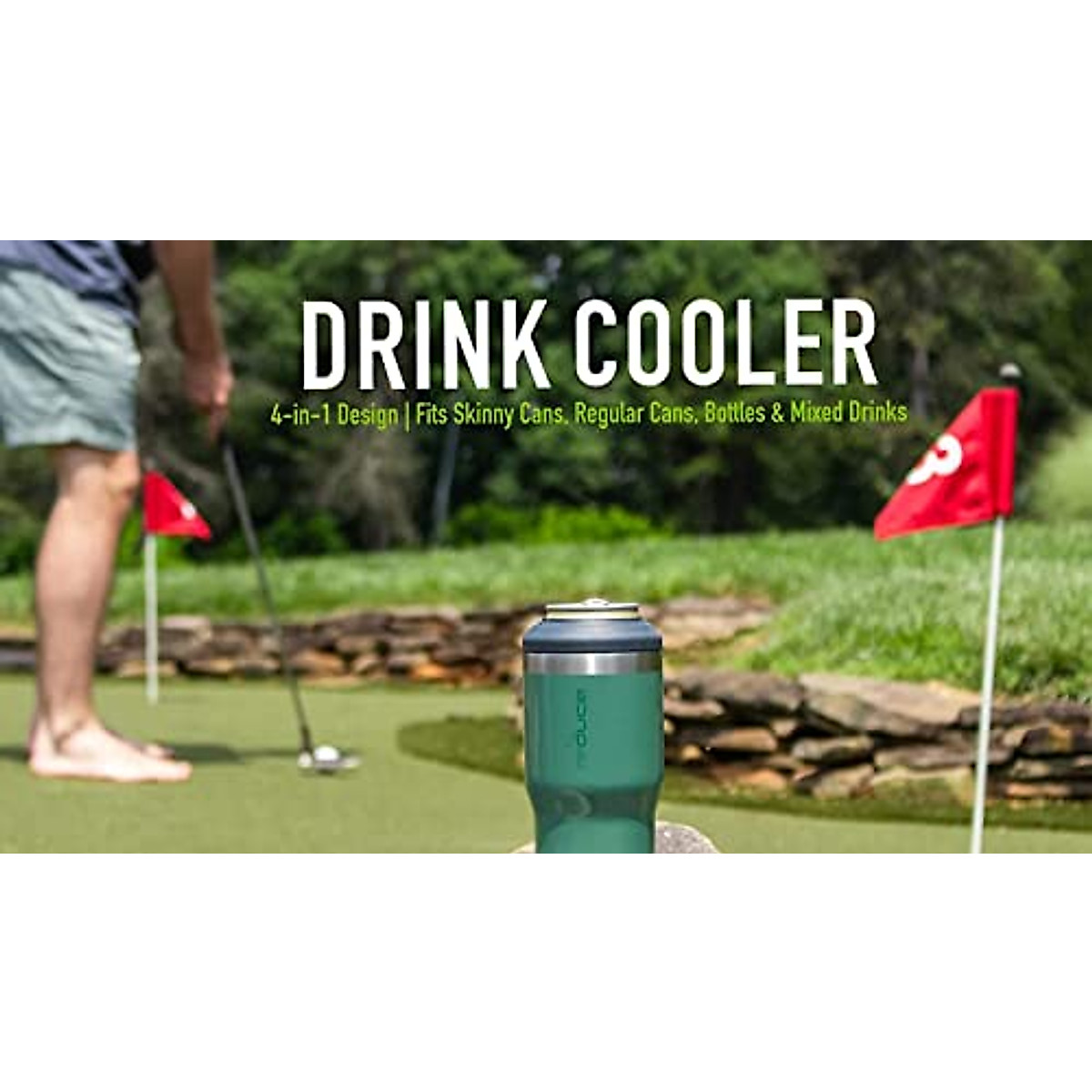 REDUCE 14 oz. Vacuum Insulated Stainless Steel Drink Cooler, 4 Pack Built-in Bottle Opener whit Non-Slip Base 4-in-1 Versatility Colors: Aqua-Red-Orange-Blue (ART1614168)