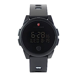 Wallace White Retro Waterproof Digital Sports Watch Available in 9 Colors for Adult Men and Women (Black)