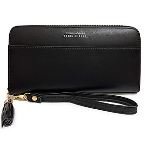 Wallet-NEWANIMA Women Multi-card Two Fold Long Zipper Clutch Purse (Style10-Black)