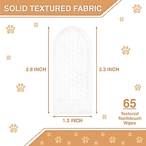 Wagably Pet Dental Wipes for Dogs and Cats - Eliminate Bad Breath, Plaque, and Tartar - Finger Toothbrush Design - Cleans Ears, Eyes Tear Mark and Paws - 65 Disposable Wipes - No Rinsing Needed