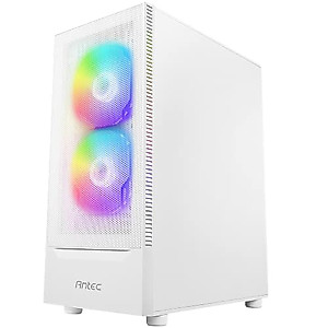 Antec NX410 ATX Mid-Tower Case, Tempered Glass Side Panel, Full Side View, Pre-Installed 2 x 140mm in Front & 1 x 120 mm ARGB Fans in Rear (White) (9734088000)