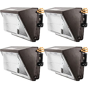 (4 Pack) LED Wall Pack Light, 100W 11000LM 5000K Daylight with Dusk-to-Dawn Sensor Wall Lights, 600-800W HPS/HID Equivalent Commercial and Industrial Outdoor LED Lights for Warehouses, Parking Lots