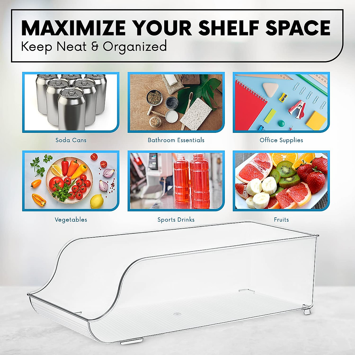 Soda Can Organizer for Pantry/Refrigerator Pack of 2 - Holds Up To 9 Cans (7oz) - Beverage & Canned Food Organizer By Homeries