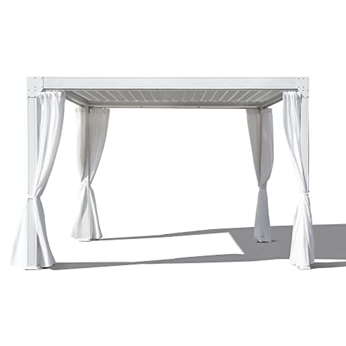 Meetleisure 10’ x 12’ Outdoor Louvered Pergola - Patio Aluminum Pergola with Adjustable Louvered Roof, Water-Proof Gazebo Sunshade Shelter with Netting Included, White Frame