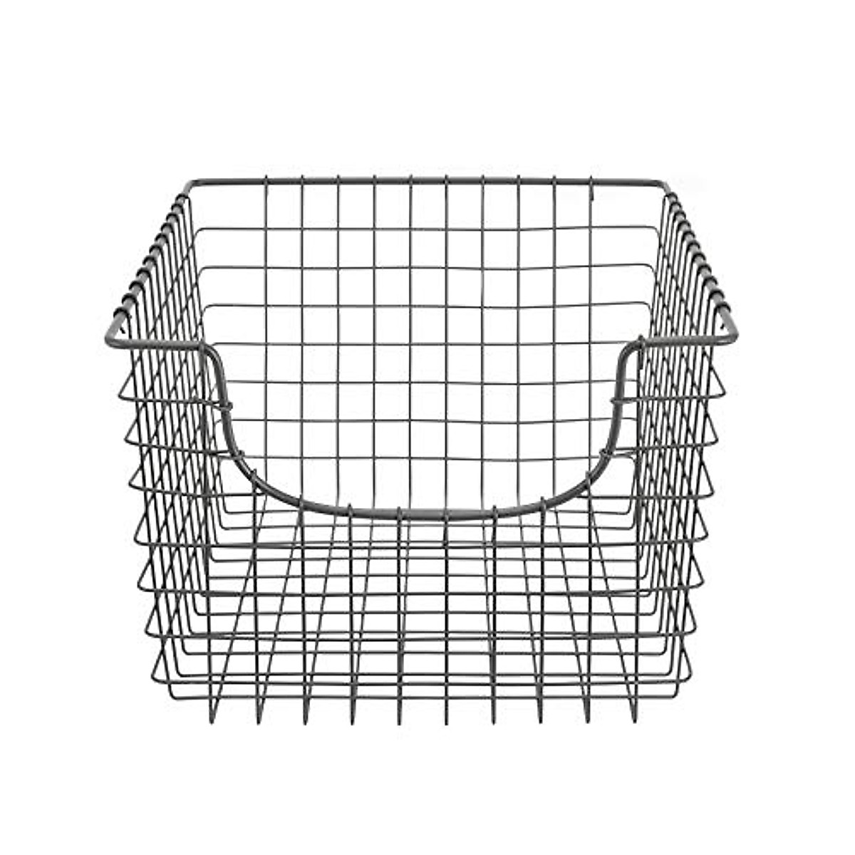 Spectrum Diversified Scoop Wire Basket, Vintage-Inspired Steel Storage Solution for Kitchen, Pantry, Closet, Bathroom, Craft Room & Garage, Pack of 1, Industrial Gray