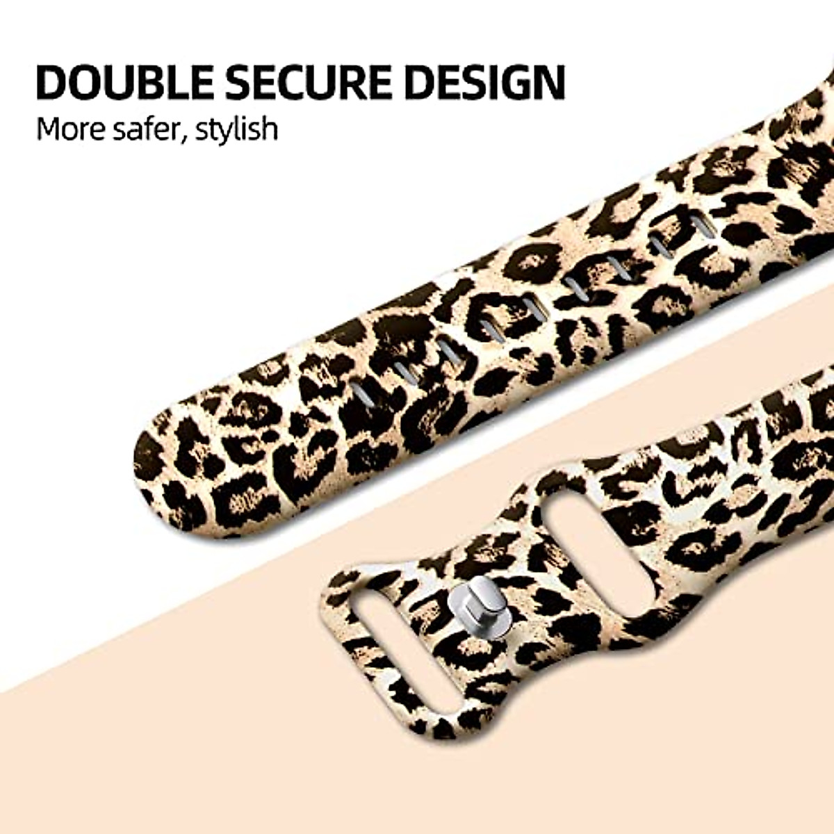 Easuny Leopard Band Compatible for Apple Watch Band 38mm 40mm 41mm Women Girls - Fadeless Floral Pattern Printed Silicone Replacement Wristband for iWatch SE & Series 7/6/5/4/3/2/1, Cheetah Small