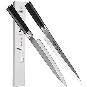 CHUYIREN Sushi Knife Sashimi Knife- 9.5 inch(240mm) 2PK, Wooden Handle And Wenge Wood Handle