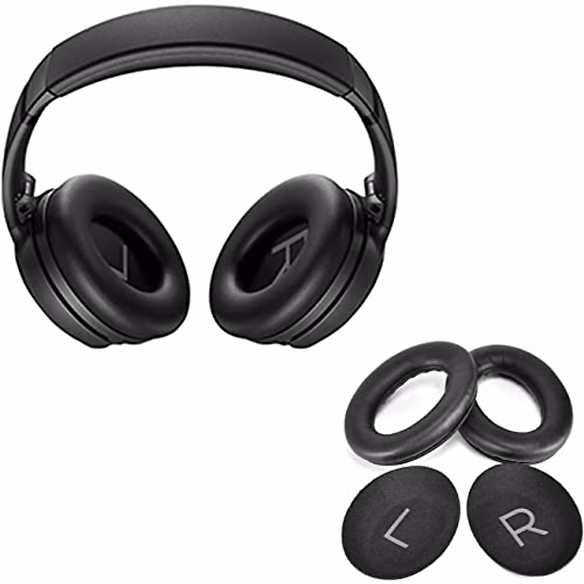 Aiivioll QC45 Replacement Ear Pads Cushions Earpads for Bose QC45 Wireless Headphones Softer Leather High-Density Noise Cancelling Foam,Earpads Repair Part（Black）