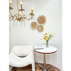 Desantiago Boho Wall Basket Decor - Set Of 3 White Round Wall Baskets Decorative, Decorative Hanging Baskets, Black Wicker Baskets Decorative, Corner Hanging Basket