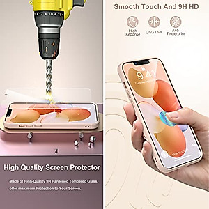 [5-in-1] Eversame for iPhone 13 Pro Max Case, with 2 Pack Tempered Glass Screen Protector and 2 Pack Camera Lens Protector, Non-yellow Shockproof Slim Fit Flexible Full protection case 6.7 inch (Pink)