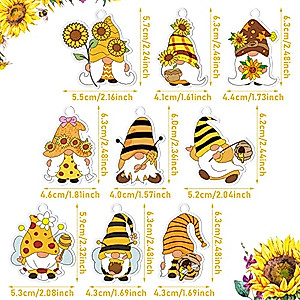 9 Pairs Sunflower Bee Gnome Earrings Acrylic Drop and Dangle Earrings Lightweight Holiday Stud Earrings for Women Girl Teen Jewelry Gift (Sunflower Style)
