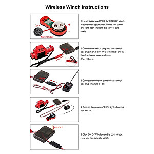INJORA Metal Automatic Winch Wireless Remote Controller System for 1:10 RC Crawler Car Axial SCX10 90046 TRX4 Redcat (Black)