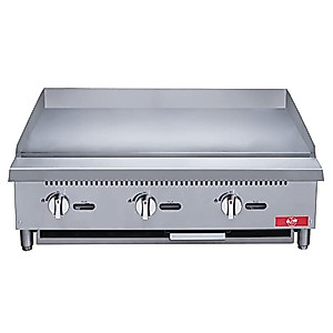 Commercial Griddle,Elite Kitchen Supply Countertop 36" Flat Top Grill Natural Gas (NG) / Propane Countertop Griddle with 3 Burners - 90000 BTU