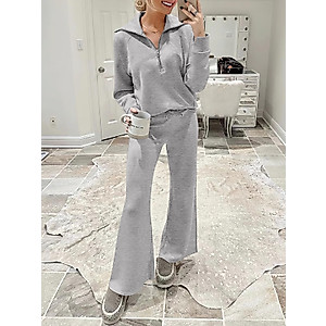 ANRABESS Women 2 Piece Outfits Sweatsuit Oversized Sweatshirt Sweatpants Tracksuit Sweat Lounge Matching Set 2025 Fall Trendy Light Grey X-Large