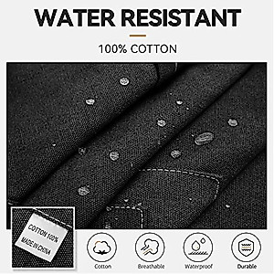 NLUS Chef Apron for Men Women, Water-Resistant Heavy Duty Cotton Canvas Apron Cross Back Apron with Adjustable Straps and Large Pockets, Size M to XXL (BLACK)