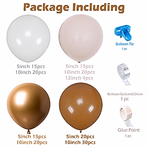 LyzzGlobo Boho Brown Balloon Garland Kit, Sand White Matte Gold Cream Coffee Balloons Arch for Baby Shower Birthday Wedding Party Decoration