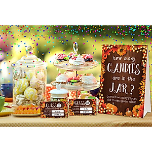FaCraft Guess How Many Candies Are in the Jar 50PCS Fall Pumpkin Baby Shower Candies Guessing Game Cards for Thanksgiving Fall Halloween Bridal Shower Baby Shower Party Game Favor Supplies Decorations