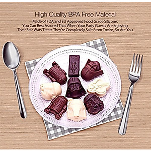 Sunerly Silicone Ice Tray Molds in Star Wars Character Shapes, Ideal for Chocolate, Ice Cubes Trays, Jelly, Sweets, Desserts, Baking Soap and Candle Making (Set of 7)