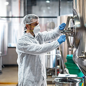 AMZ Disposable Lab Coat, White Disposable Lab Coats for Adults 30 GSM PP, PPE Coat with 4 Snaps, Elastic Wrists, No Pockets