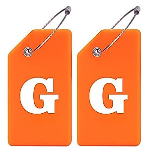 2 Pack Initial Letter Silicone Luggage Tag Baggage Handbag School Bag Suitcase Instrument Tag Orange by Gostwo (G)