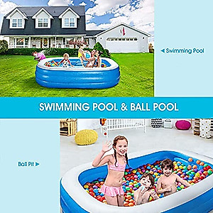 Swimming Inflatable Pool 92'' X 56'' X 20'' Family Blow Up Kiddie Pool Full-Sized Play Center for Kids Children, Backyard Garden Outdoor Summer Water Party Lounge Pool