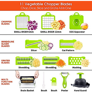 Vegetable Chopper Onion Chopper, Multifunctional 13 in 1 Food Chopper, Professional Mandoline Slicer for Kitchen Veggie Cutter Dicer With 8 Blades, Potato Tomato Carrot Garlic Chopper with Container