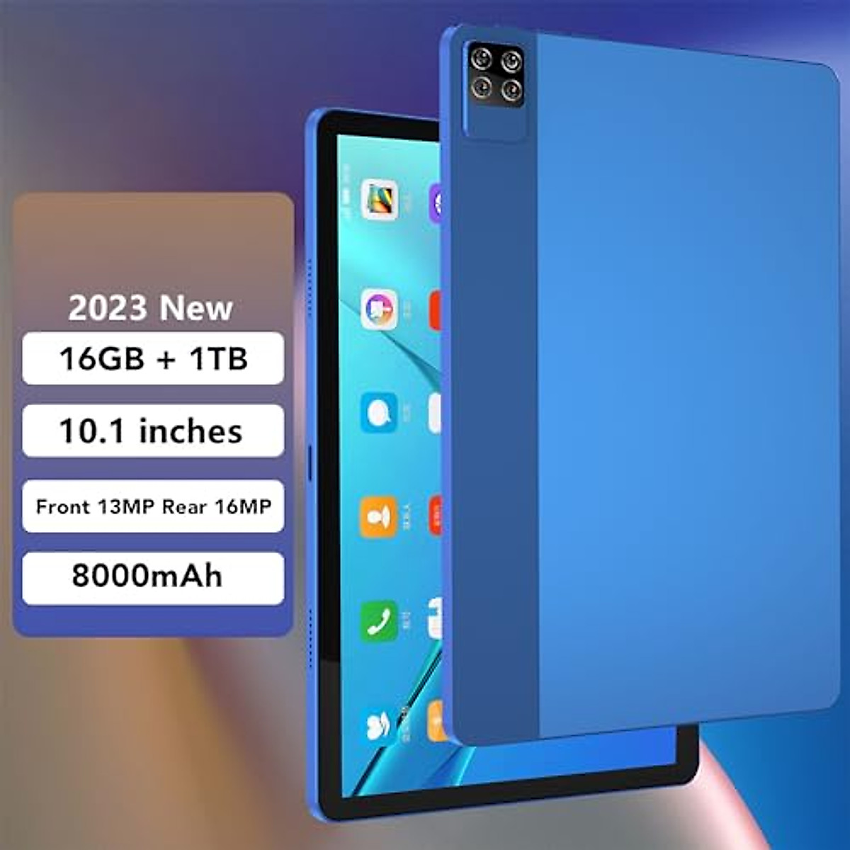 DAUZ Tablet, 16GB RAM 1TB ROM Smart Tablet 10.1 Inch Front 13MP Rear 16MP 8 Core for Game for Business (US Plug)