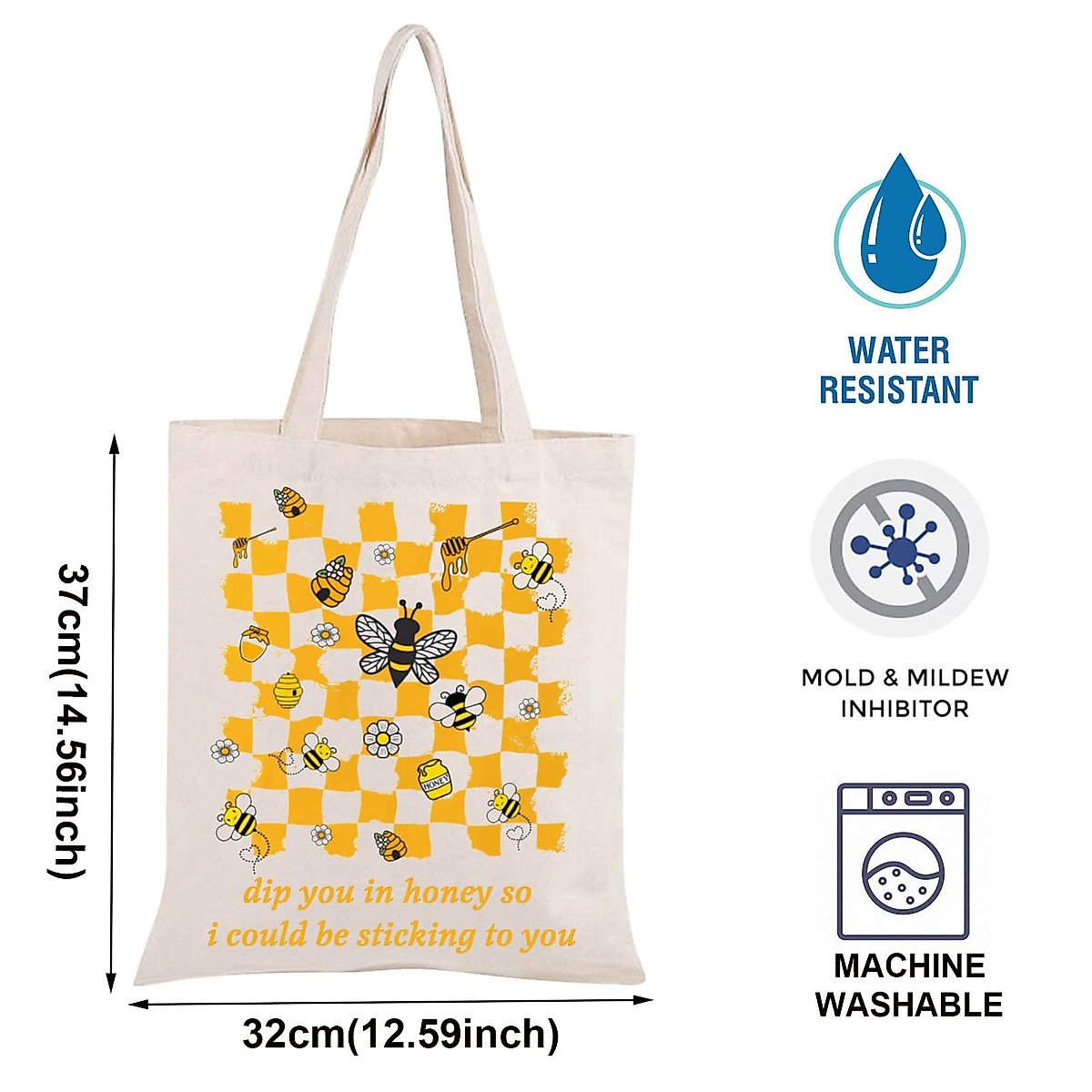BLUPARK Singer Inspired Tote Bag Daylight Lyrics Tote Bag Singer Song Album Merch Singer Music Gift Reusable Canvas Tote Bag (Dip you in honey tote)