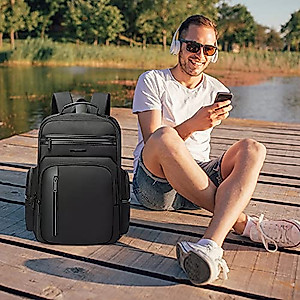 BANGE Travel Backpack, Business Durable Laptops Backpack with USB Charging Port, Computer Backpack for Men & Women Fits 15.6 Inch Notebook