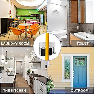 3Pcs Mop & Broom Holder Wall Mount, Broom Holder Self Adhesive Mop Rack Broom Hanger Heavy Duty Broom Storage Tool Organizer for Kitchen, Garage, Garden, Bathroom, Basement, Storage Room