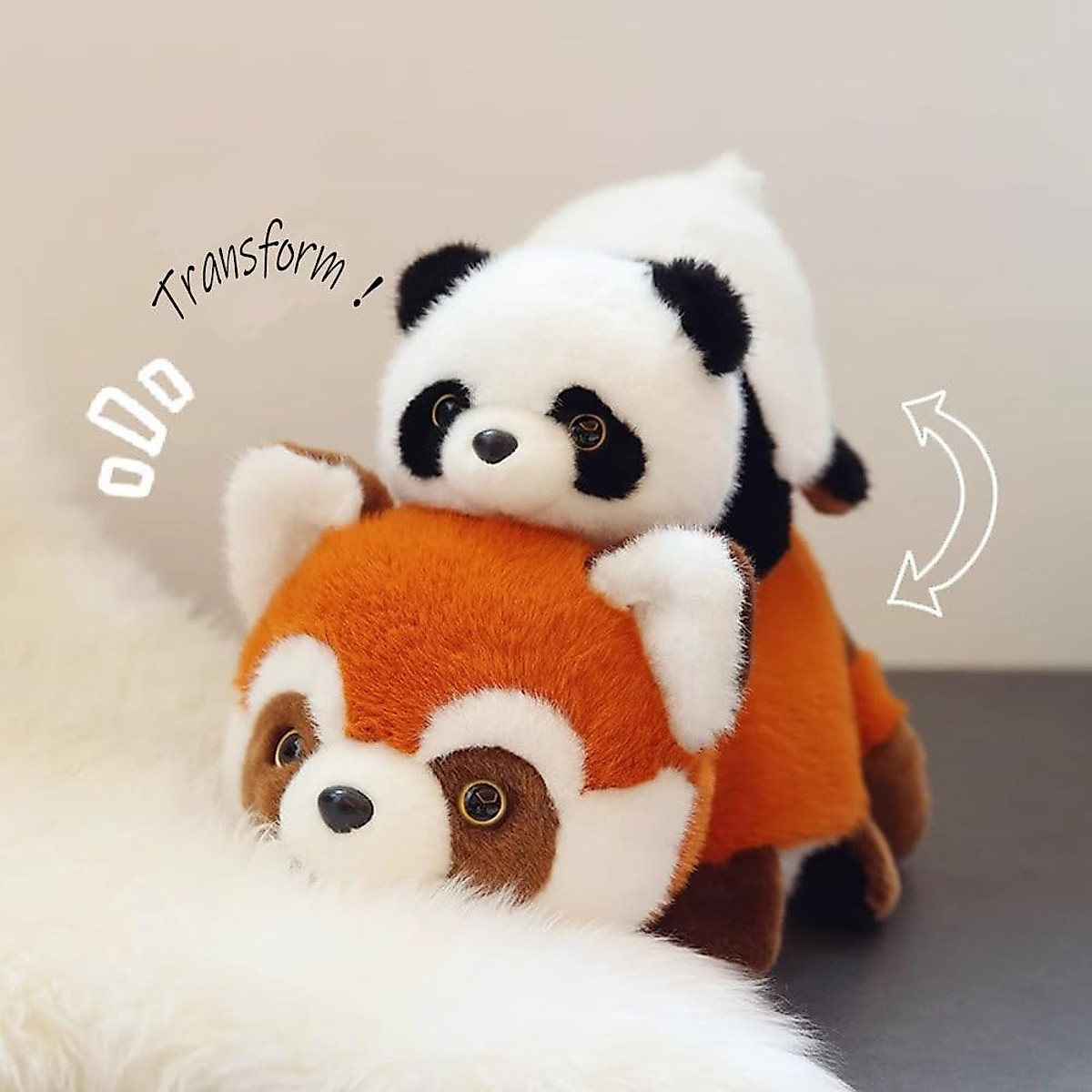 INSTITIZER 2 in 1 Plush Red Panda Stuffed Animal Panda Plush Toy, 9.8 inch Plush Panda Dolls Cute Funny Plushies Toy,Soft Red Panda Pillow Toy for Kids Adults Girls Boys, 0GVM8GUYND70351327M3YV