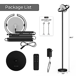 FIMEI Floor Lamp, LED Modern Floor Lamps Eye-Protecting Stepless Dimming and 3 Color Temperatures, Bright Standing Pole Light with Double Control System for Home and Office, Single Opening Design