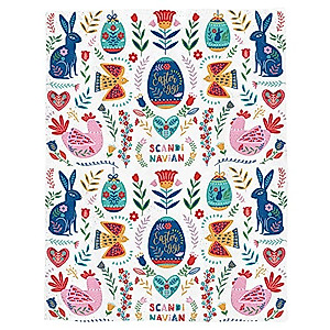 HOMECOLLECT Easter Blanket Flannel Fleece Throw,Easter Eggs Rabbits Flowers Light Weight Soft Cozy Warm Bedroom Throw Blakets 39x49 Inch