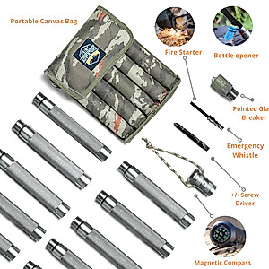 Prime Adventure Hiking Stick Walking Staff - Outdoor Multitool Tactical Gear Trekking Pole Collapsible Retractable Premium 15 in 1 | 8 Tubes