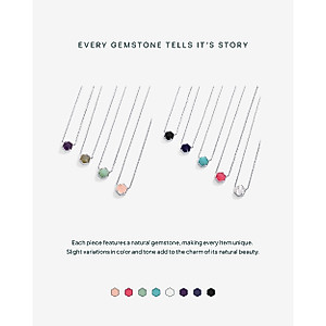 PAVOI 14K White Gold Plated Green Fluorite Gemstone Pendant Necklace | Gemstone Dainty Chain Necklaces for Women