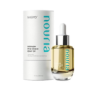 IntiMD Nouria Intimate Pre-Shave Elixir Oil, HydroLock moisturizer conditioner nourishing formula helps with Ingrown Hair, Itch, Razor Bump, Razor Burns for Bikini Area, Legs, Underarm