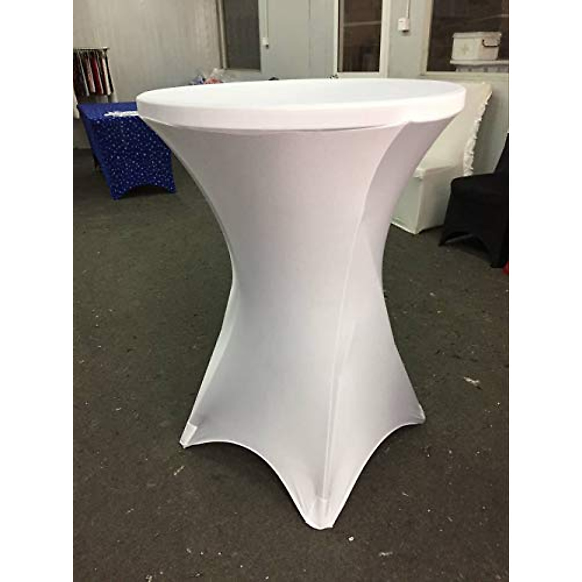 White Spandex Cocktail Table Cover - Fitted High Top Round Table Cloth - Round Tablecloth Covers for Bar Table Pub Table Round Kitchen Table High Top Table Bistro Table - Tables and Cocktails (2-Pack)