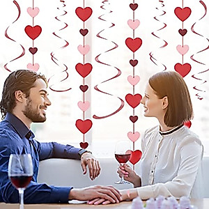 10PCS Valentine’s Day Party Decoration Set, Valentines Day Garland, Foil Hanging Swirl Decorations, Heart Garland Banner for Valentine's Decorations (Rose Gold)