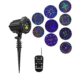 Poeland Garden Lights Moving Laser Christmas Lights 20 Patterns Decorative Lighting Laser Projector for Home and Garden