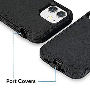 CAFEWICH Compatible with iPhone 12 Case/iPhone 12 Pro Case 6.1-Inch (2020), Heavy Duty Defender 3-Layer Rugged Shockproof Drop Protective Cover Phone Cases for iPhone 12/12Pro,Black