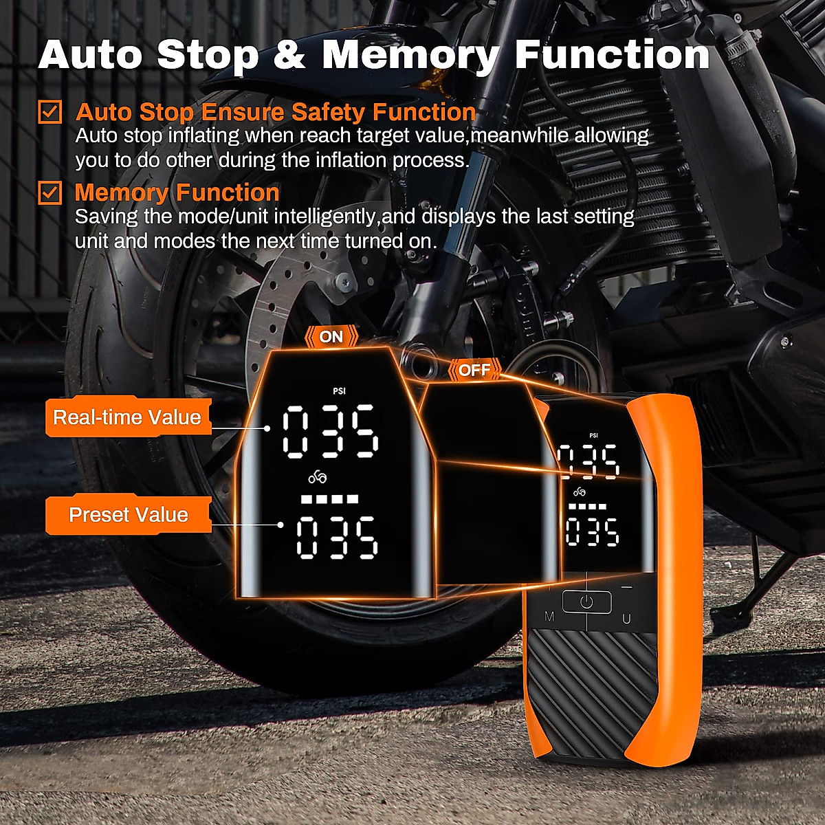 Kapopop K1 Tire Inflator Portable Air Compressor,4X Faster 150PSI & 20000mAh Cordless Air Pump for Car Tires,Bikes,Motorcycles & Balls,with Pressure Gauge,LCD Display,Emergency LED Light,Auto Shut-Off