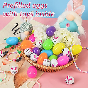 Roberly 12 Pack Prefilled Easter Eggs with Toys Inside, Filled with Mini Pull Back Bunny Cars for Easter Basket Stuffers, Party Favors, Gift Exchange, Game Prizes and Carnivals Gifts