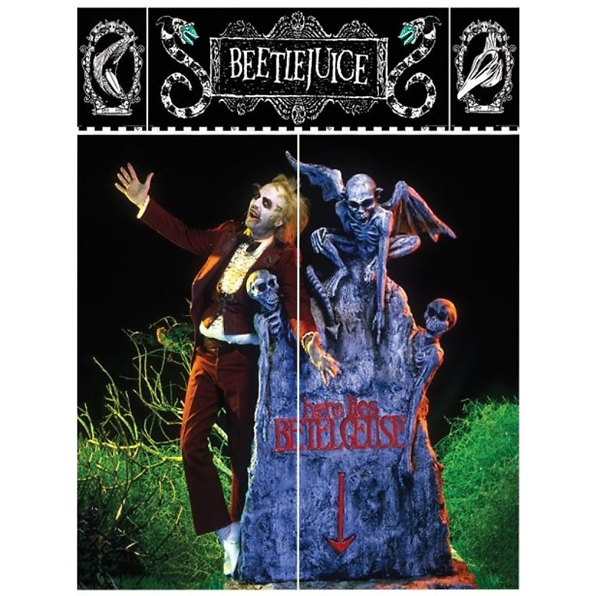Beetlejuice Wall Scene Setters Decorating Kit - 32.5"x59", 44.5"x16", 10.25"x16" - Spooky Party Enhancer for Halloween & Theme Events