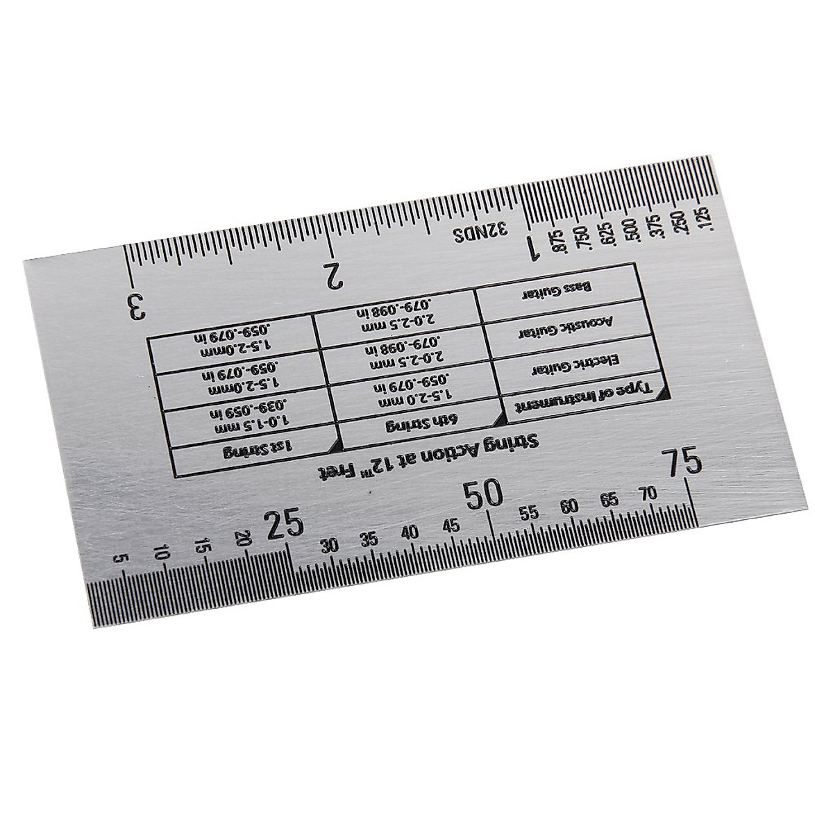Alnicov Stainless Steel String Action Ruler Guitar Setup Gauge Luthier Measuring Tool with User Guide for Electric, Acoustic Bass Guitars